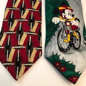 Disney | Accessories | 2 Mickey Mouse Walt Disney Ties Geometric ...
